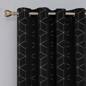 Deconovo Silver Diamond Pattern Curtain Pair | Wayfair